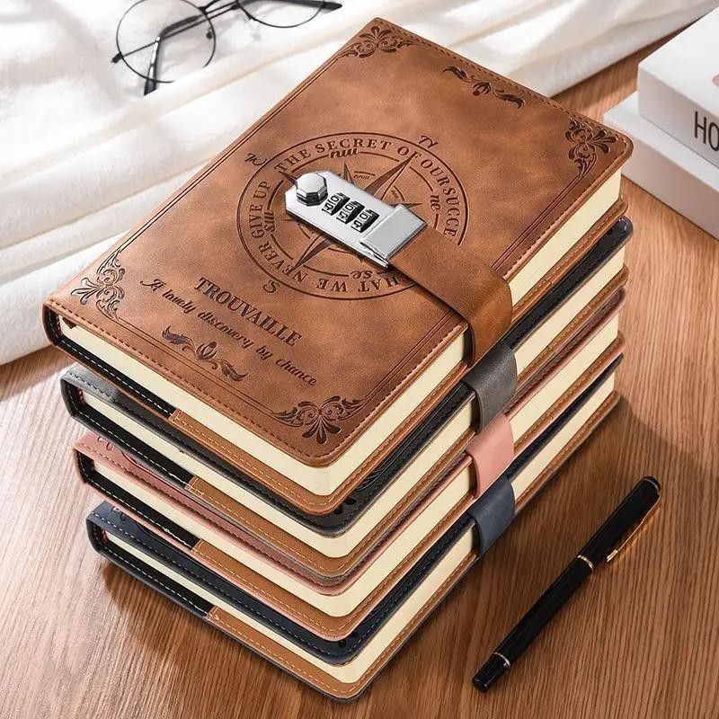 200 Pages A5 Notebook With Lock Diary Travelers Journal Notepad Agenda ...