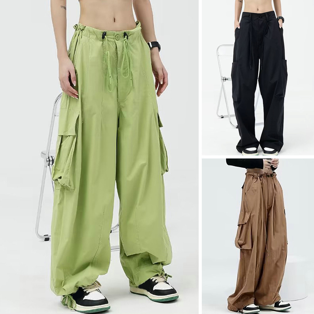 Summer Women's Pants Mid-rise Elastic Waistband Drawstring Multi ...