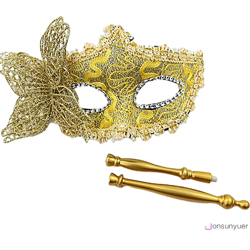 [Jonsunyuer] Halloween Party Mask With Holding Stick Evening Prom ...