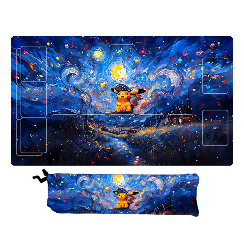 Board Game Accessories PTCG Card Mat Pokémon Table Mat Van Gogh Starry ...