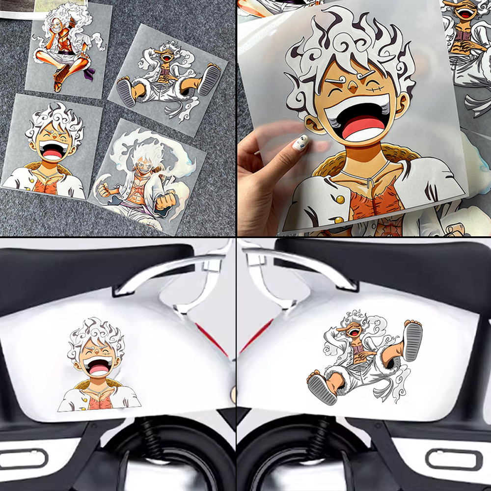 Reflective ONE PIECE Luffy Gear 5 Motorcycle Sticker Anime Motorbike ...