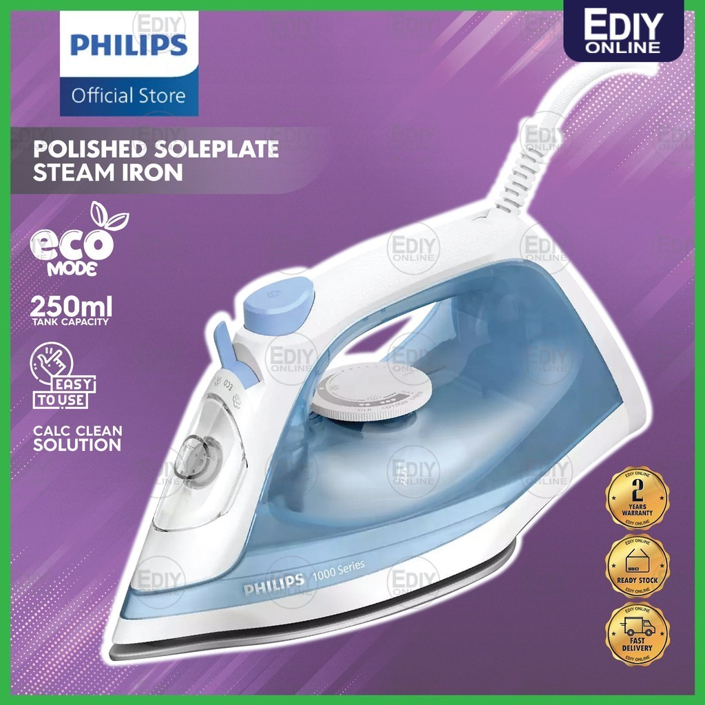 PHILIPS DST1010/20 Steam Iron 1600W Non-Stick Soleplate Serika Seterika ...