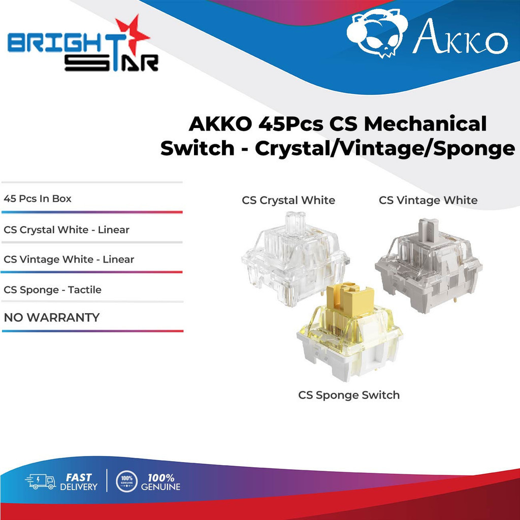 AKKO CS Mechanical Switches 45Pcs Per Pack - Vintage White/Sponge/Crystal | Shopee Malaysia