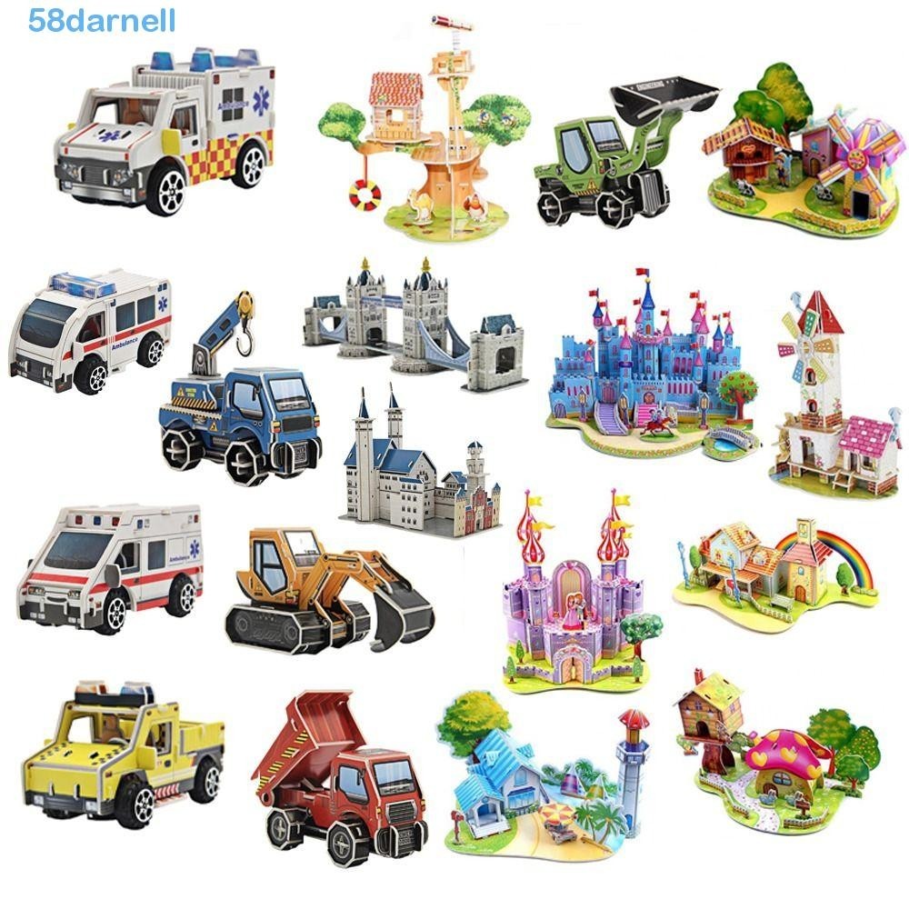 DARNELL DIY Puzzle Castle Assembling Model, Paper House Cartoon House ...