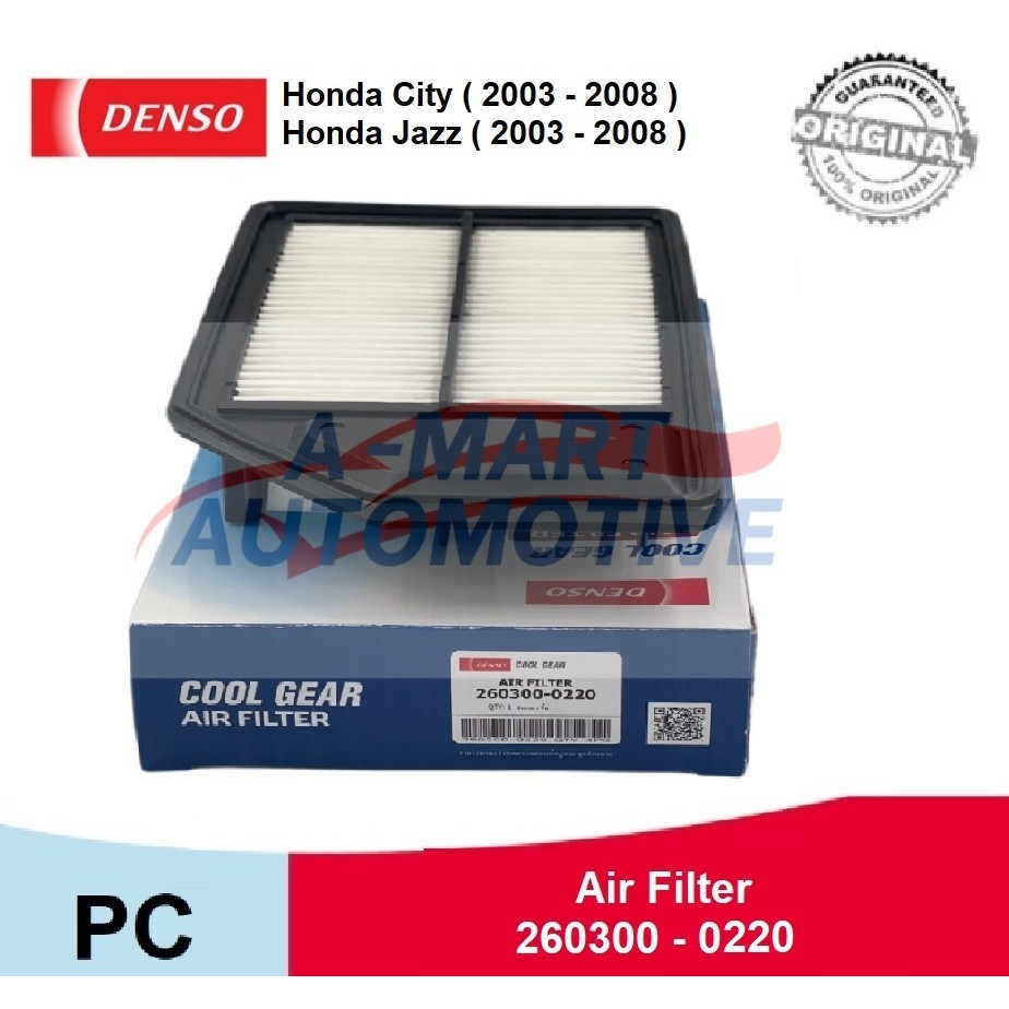 Denso Air Filter Honda City / Jazz (2003 - 2008) 260300-0220 / 260300 ...
