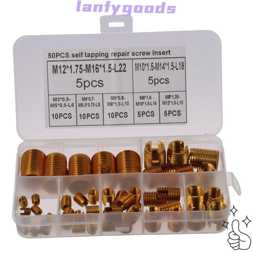 LAN 50Pcs Self Tapping Inserts, M3 to M12 7 Sizes Threaded Inserts Kit, High Quality Self ...