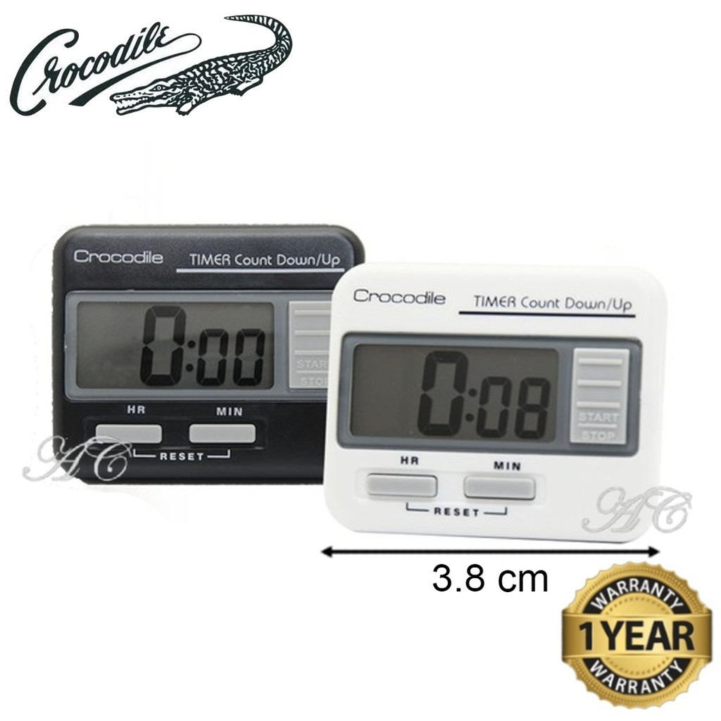 100% ORIGINAL CROCODILE Digital Timer Stopwatch Black White (Jam Randik ...