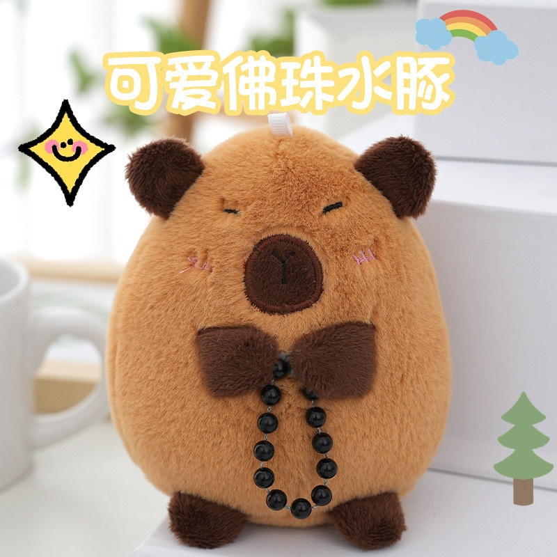 Funny Capybara Buddha Beads Key Chain Plush Beaded Capibala Backpack ...