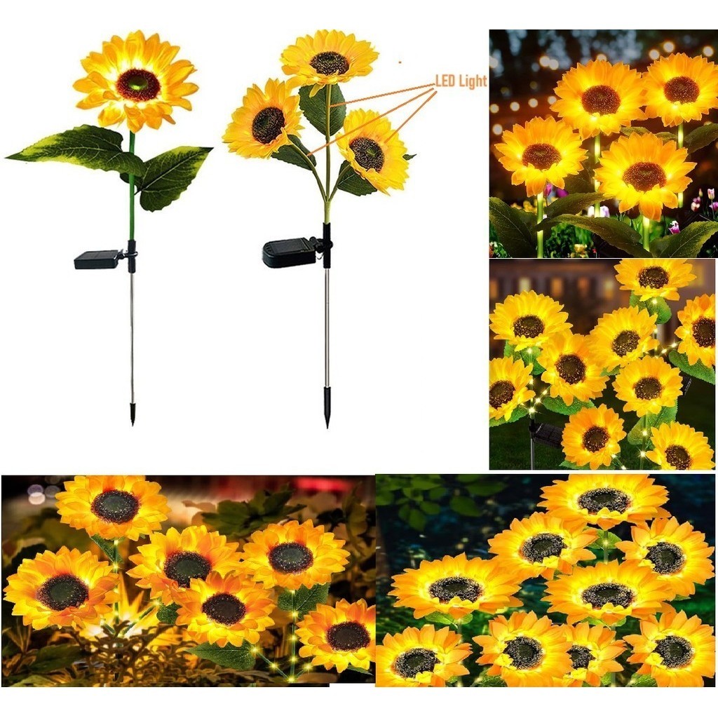 Waterproof Solar Sunflower LED Light Outdoor Decorative Lights Garden ...