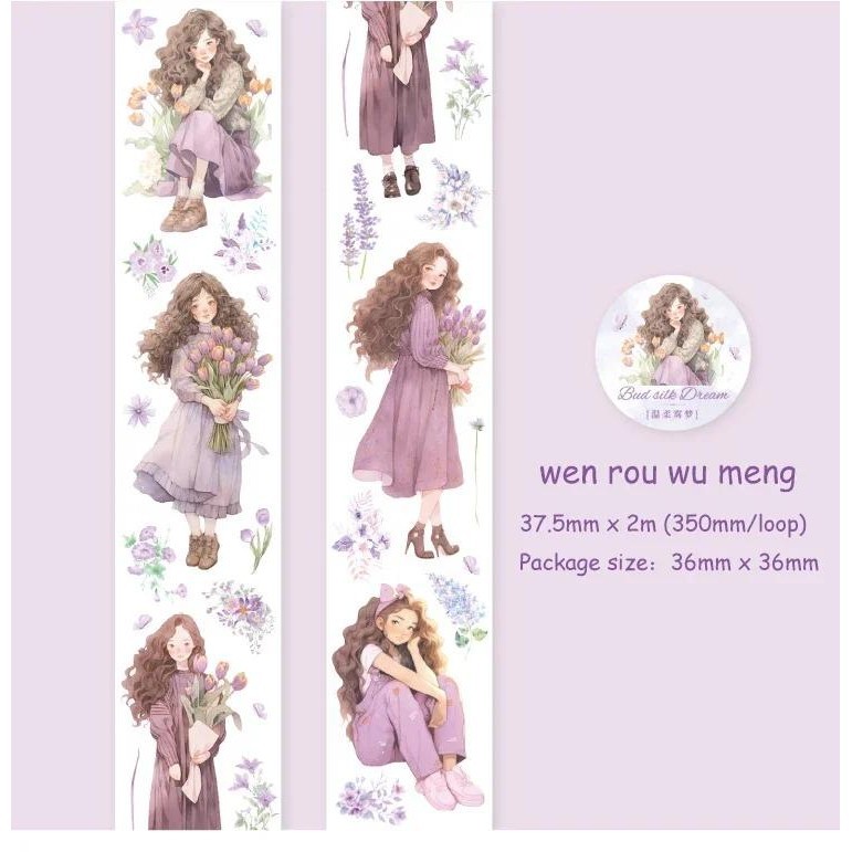 JIANWU 37.5mm*200cm Girl Holding Flower Series Kawaii Character ...