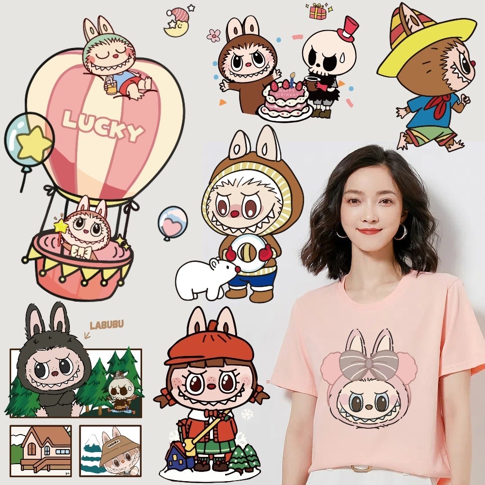 Labubu hot stamping stickers POPMART THE MONSTERS LABUBU trendy thermal ...
