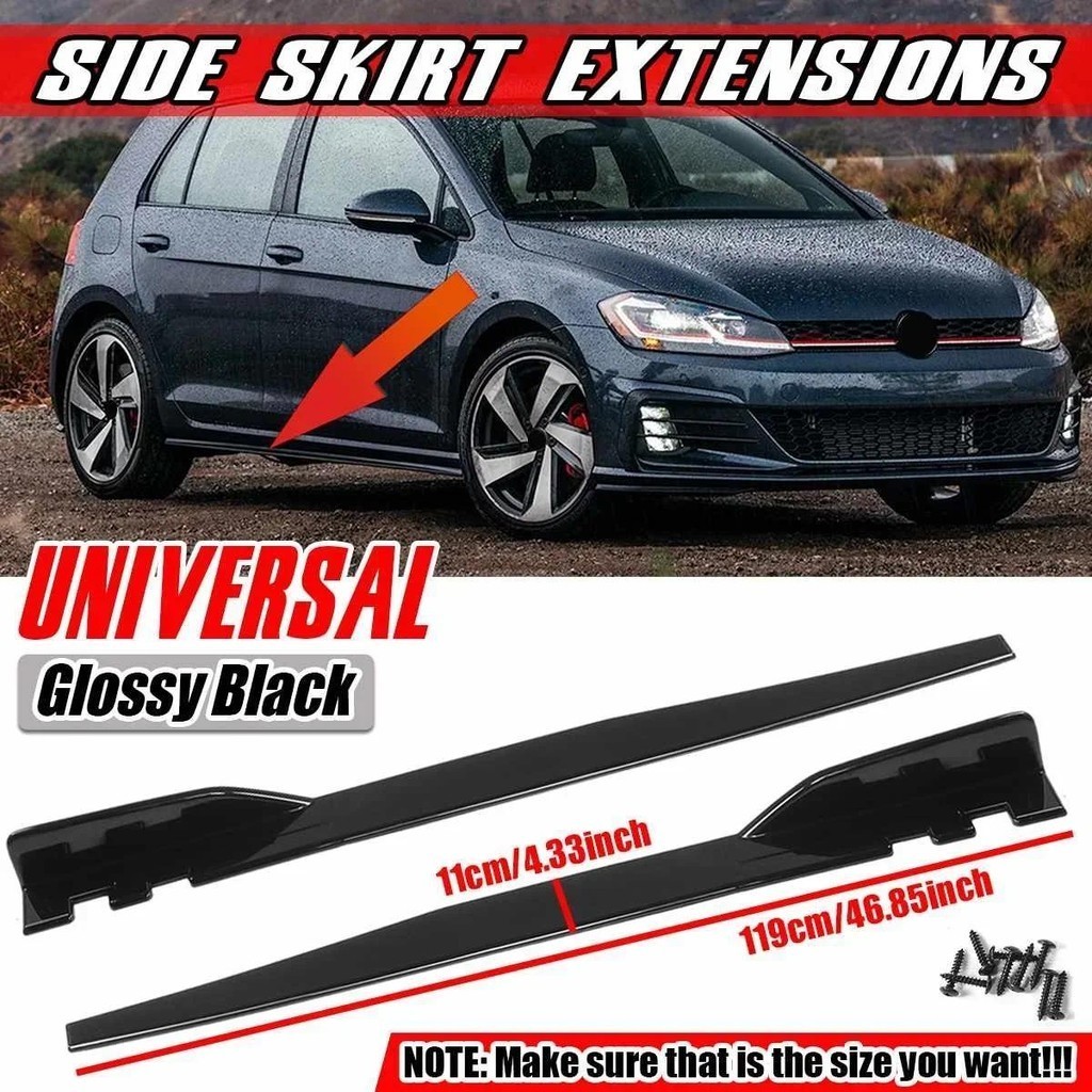 Black/Carbon Fiber Look Car Side Skirt Lip For VW For Golf MK5 MK6 MK7 ...