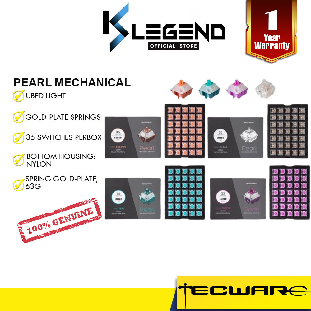 TECWARE PEARL MECHANICAL KEYBOARD SWITCHES - 35 PCS ( CLEAR / TEAL ...