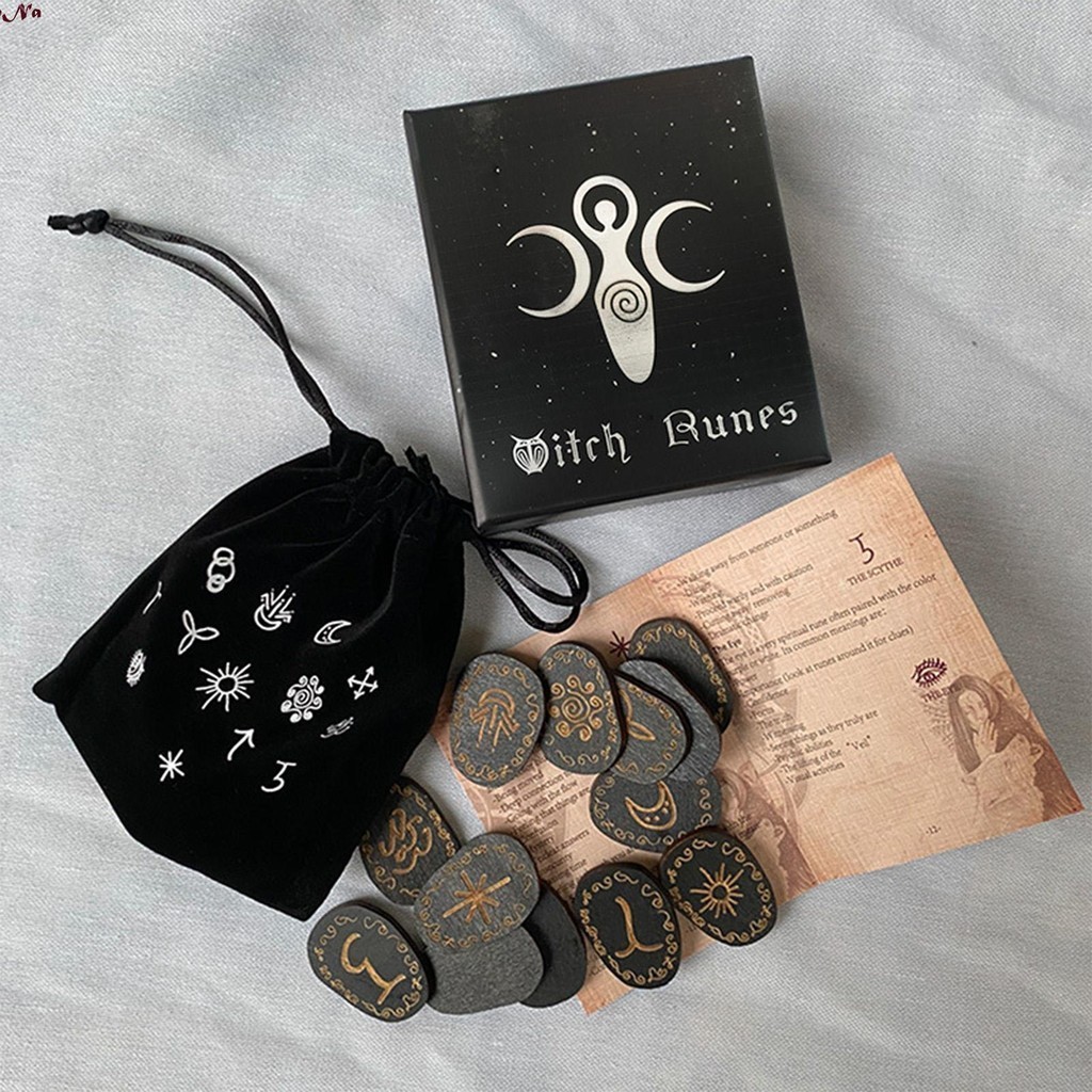 Viking Nordic Wooden Runes Kit Handmade Woodcut Rune Card Set | Shopee ...