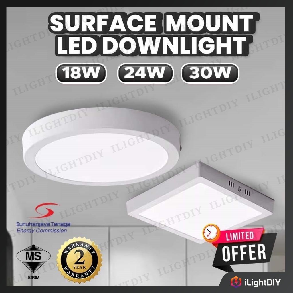 18W 24W 30W LED SURFACE DOWNLIGHT ROUND/SQUARE SURFACE MOUNTED CEILING ...