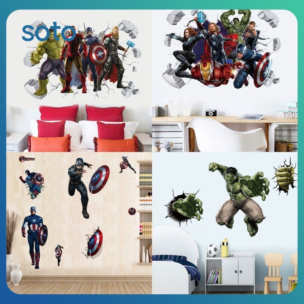 Marvel Poster Green Giant Avengers Wall Self-adhesive Wall Sticker Door ...