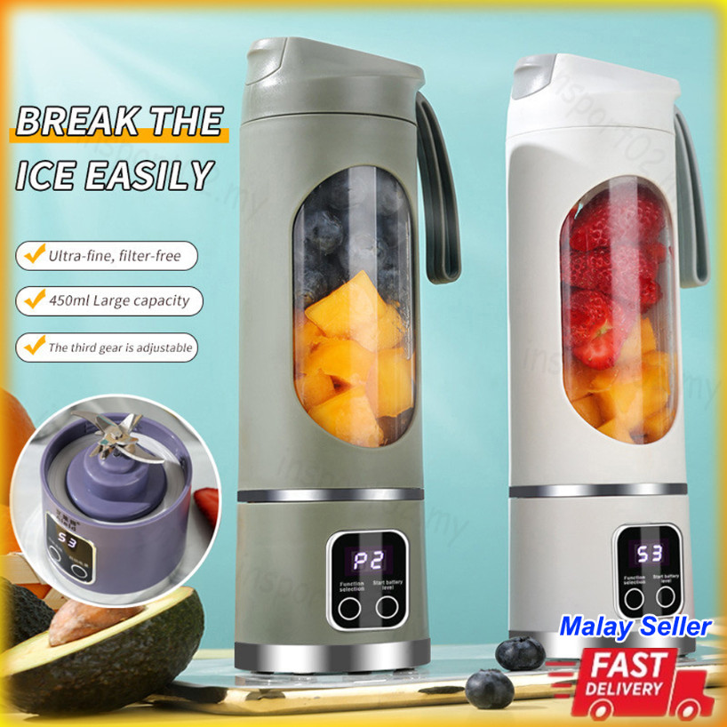 450ml Portable Electric Juicer Cup 12 Blades Wireless Mini Ice Fruit ...