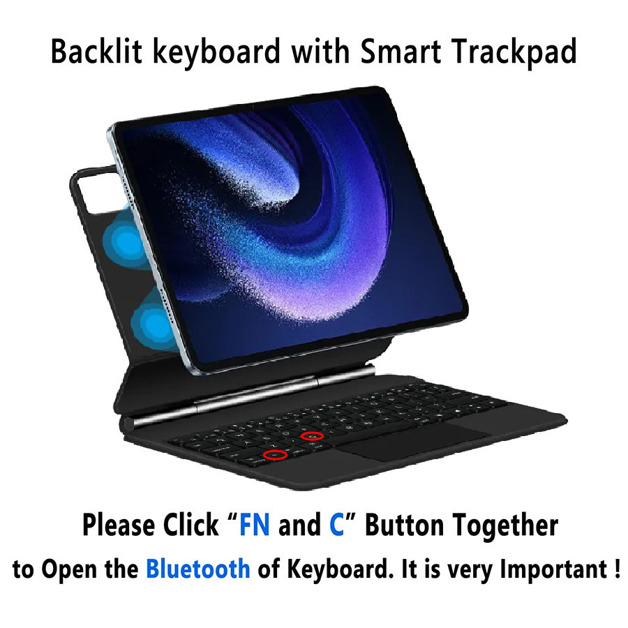 Bluetooth Blacklit Magnetic Keyboard Cover For Xiaomi pad 7 / 7 Pro 11 ...