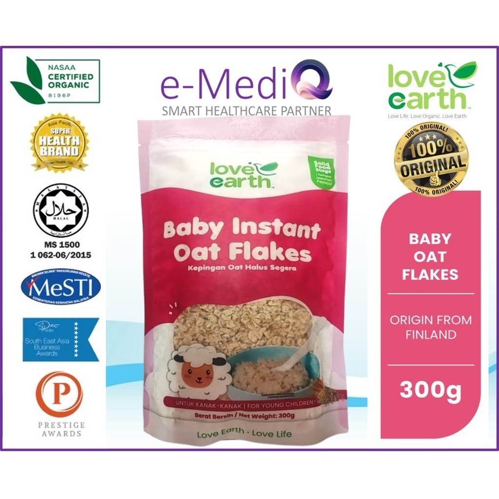 Love Earth Baby Instant Oat Flakes 300g Oat Halus Segera (Exp: Jun/2025 ...