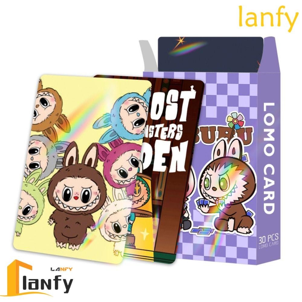 LANFY 30 sheets Labubu Laser Flash Cards, Double-Sided Gliter Labubu ...