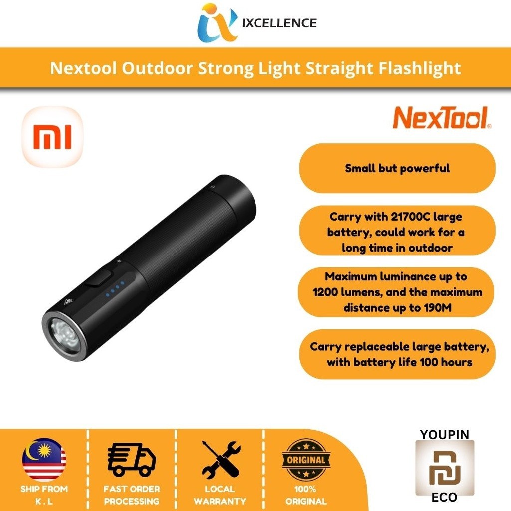 [IX] Nextool Outdoor Strong Light Straight Flashlight (NE20069) | Shopee Malaysia