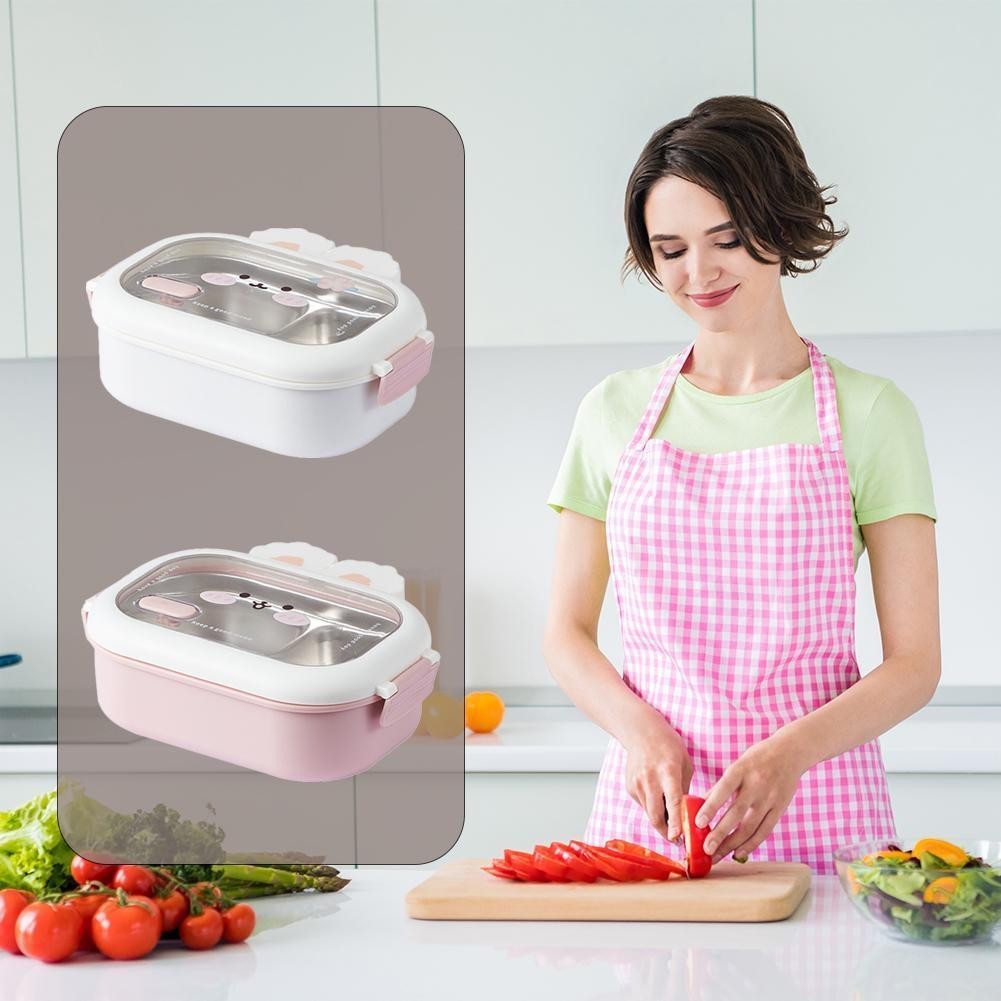 Stainless Steel Cute Bunny Lunch Box Creative Square Design For ...