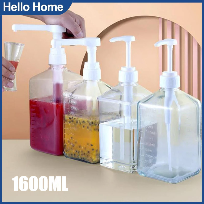 1600ml Sugar Press Bottle Syrup Bottle Transparent Storage with Scale ...
