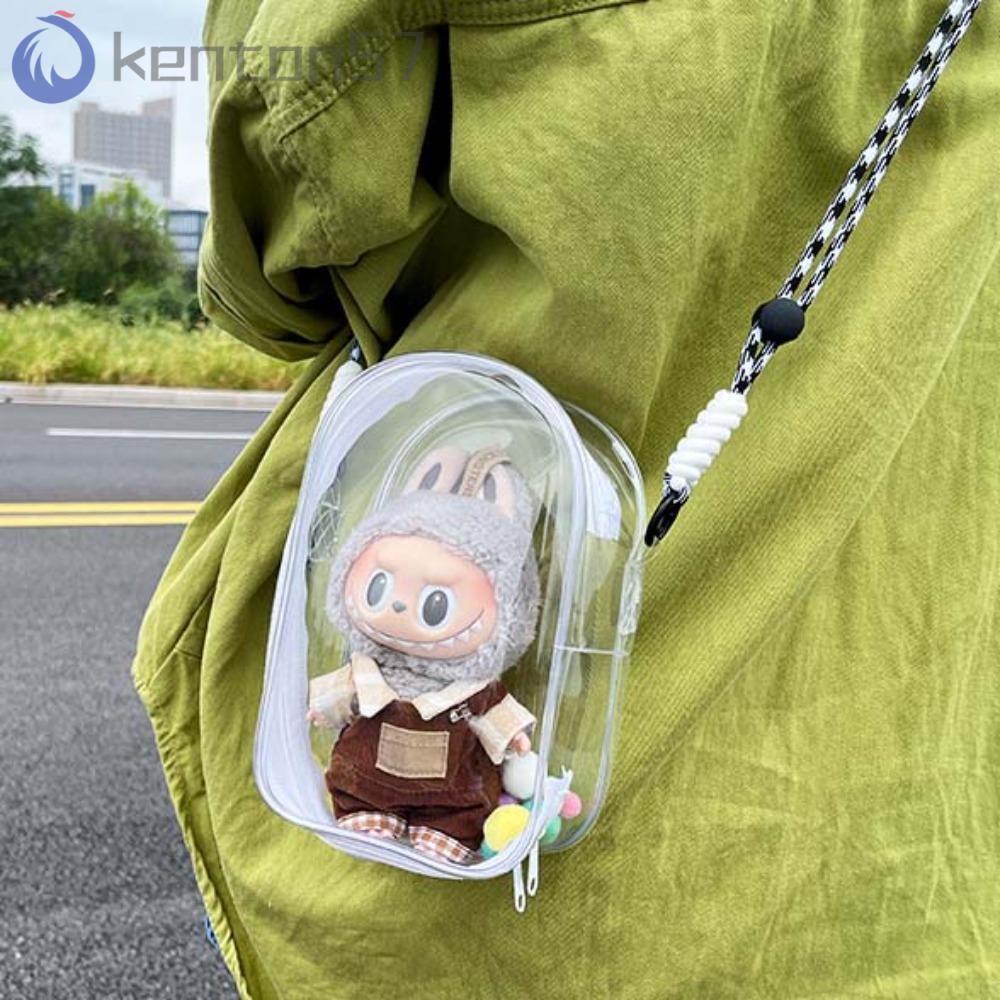 KENTON Labubu Clear Outdoor Doll Bag, with Keychain Transparent Labubu ...