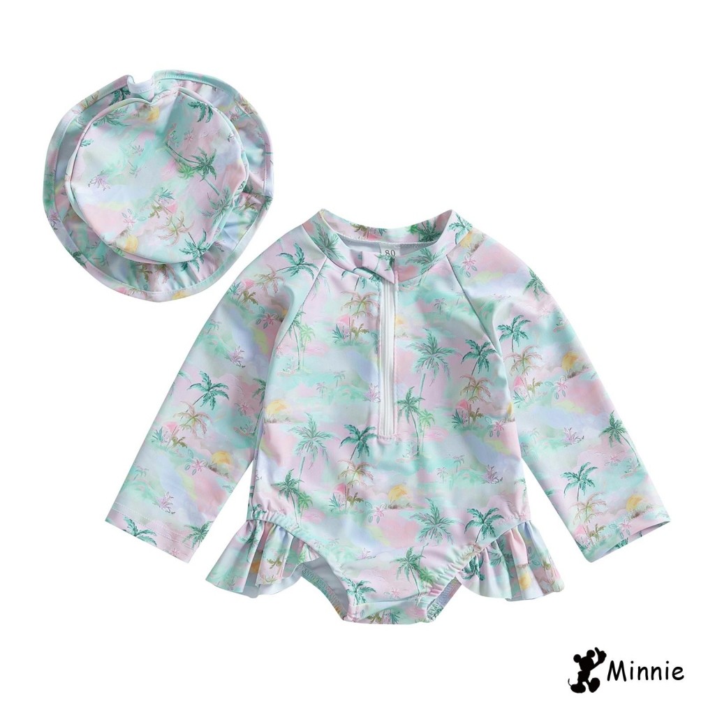 Popp-Toddler Girls Rash Guard Swimsuit Rompers Long Sleeve Tree/Bow ...