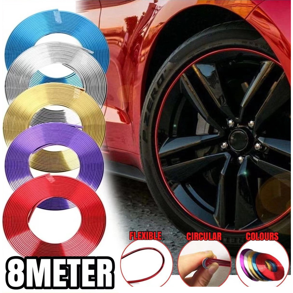 8Meter Car Wheel Rim Lining Strip Sticker Stiker Tayar Tire Tyre Front ...