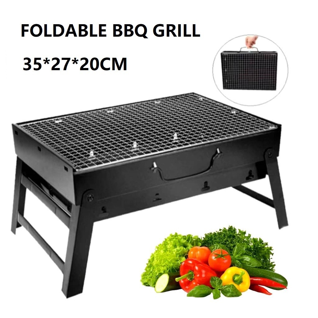 (SMALL) Portable Foldable Outdoor BBQ Grill Barbecue Rack Fuel Charcoal Camping Picnic Outdoor ...