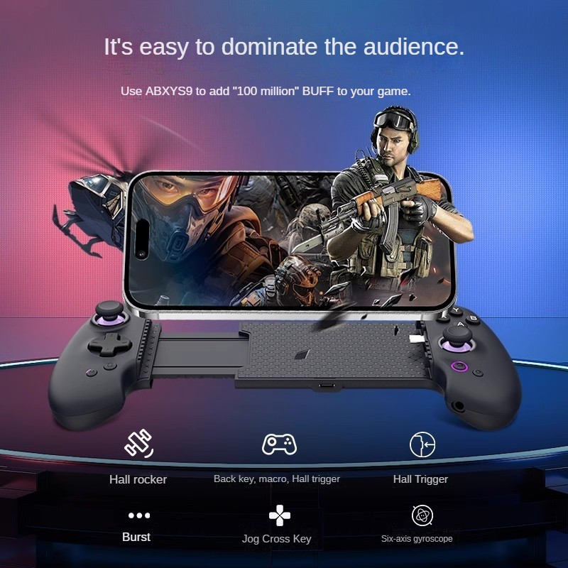 Abxylute S9 Stretch Game Controller Mobile Tablet Game Controller Android Apple Type-C Bluetooth ...