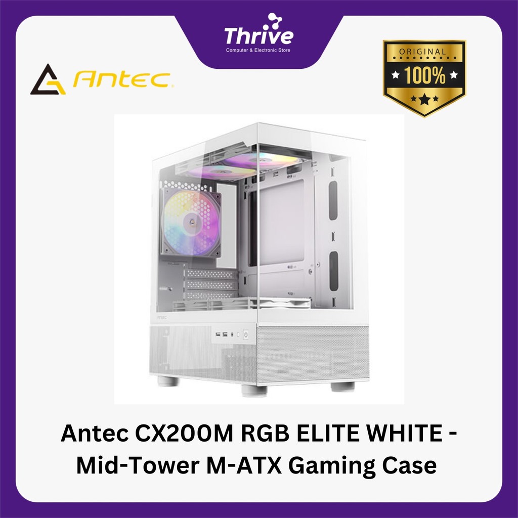 Antec CX200M RGB ELITE WHITE - Mid-Tower M-ATX Gaming Case - Tempered ...