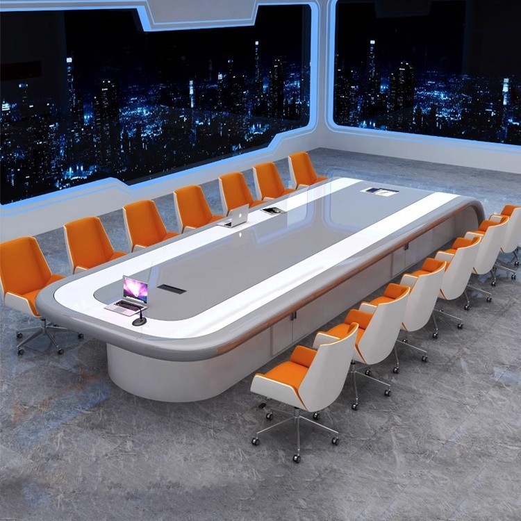 【FYS】White Paint Conference Table Simple Modern Desk Large Long Table ...