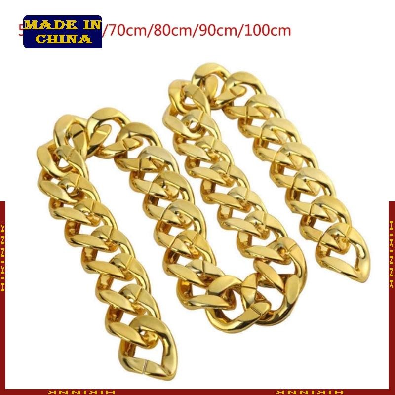 HIk Sparkling Faux Gold Chain Necklace 90s Hip Hop Fake Gold Costume Necklace Plastic Big Chunky ...
