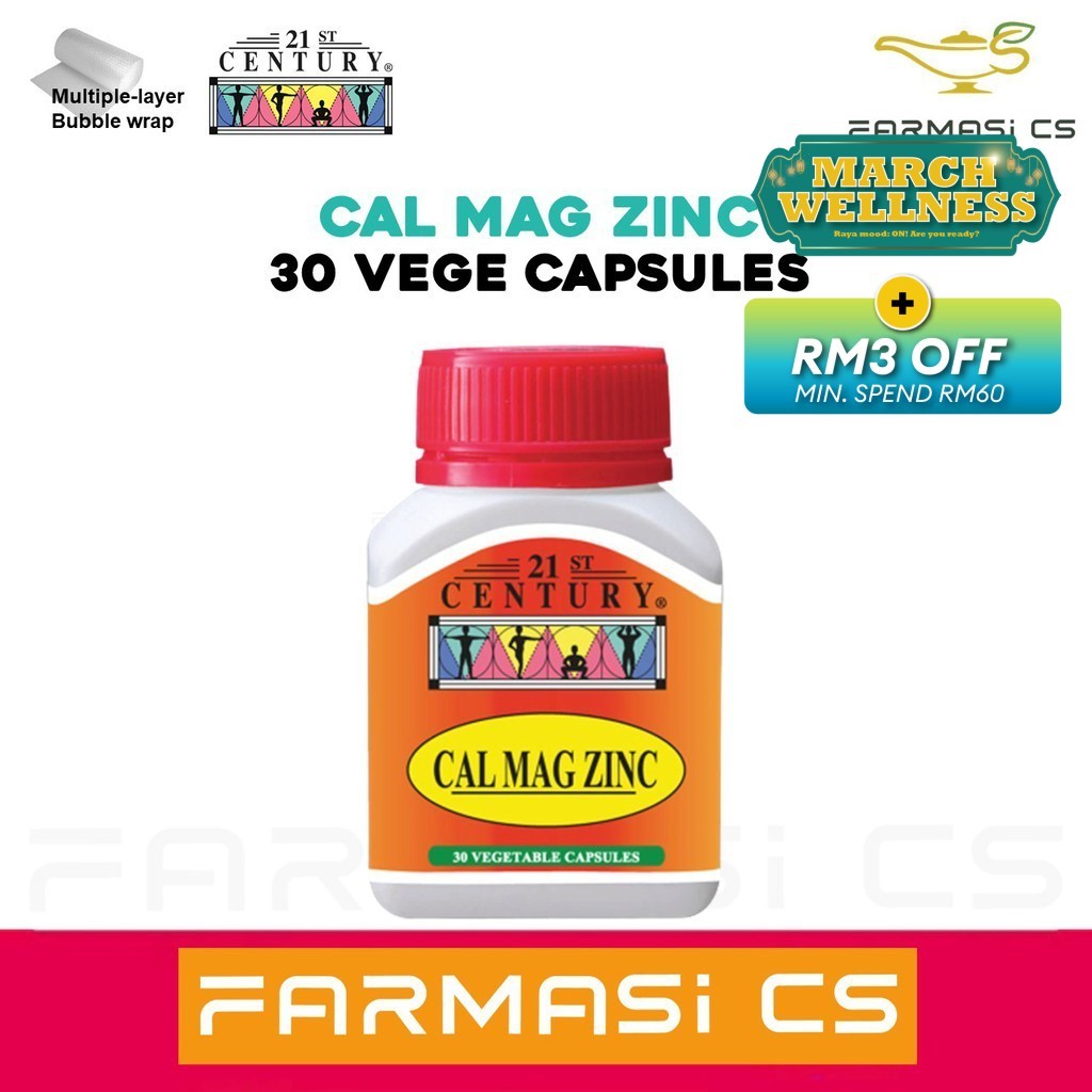 21st Century Cal Mag Zinc 30 vegetable capsules EXP:12/2026 [ Calcium ...