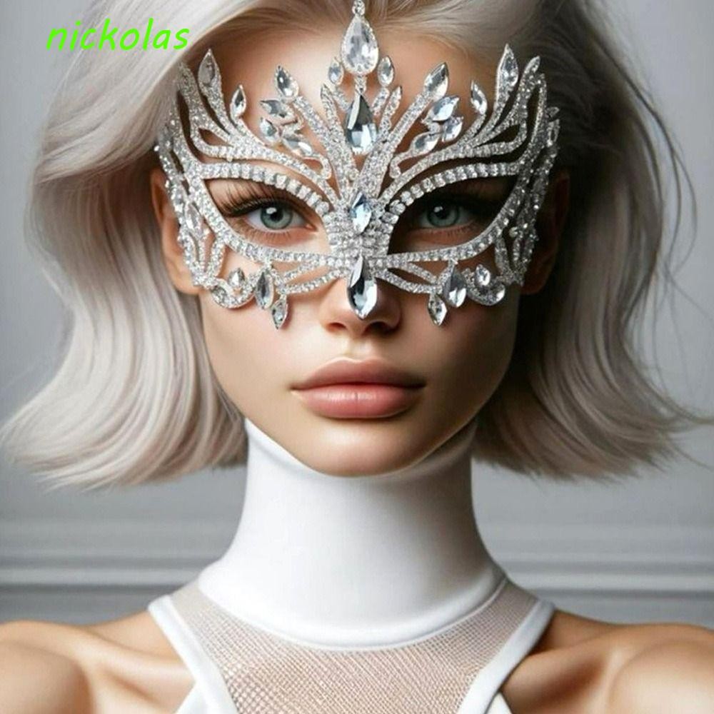 NICKOLAS Masquerade Mask, Veil Tassel Rhinestone Mask, Personality ...