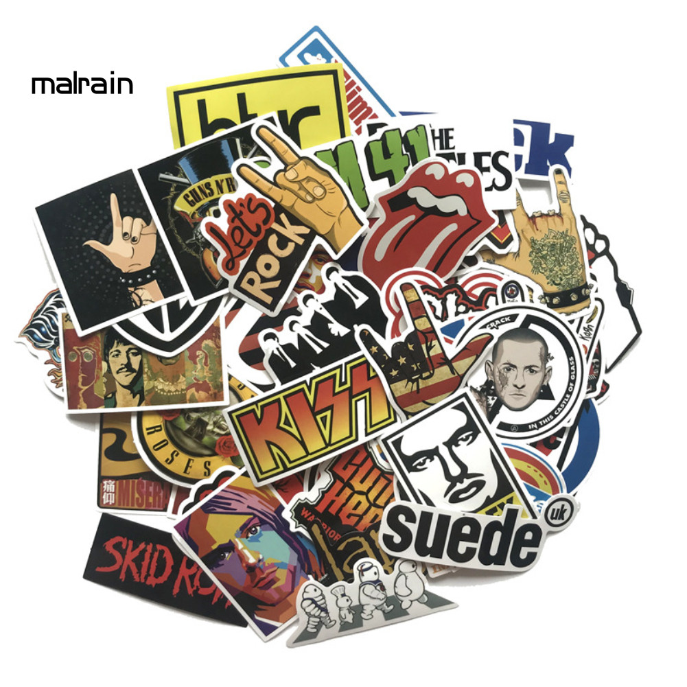 [Ma] 50Pcs Rock Band Beatles Car Motorcycle Skateboard Laptop Luggage ...