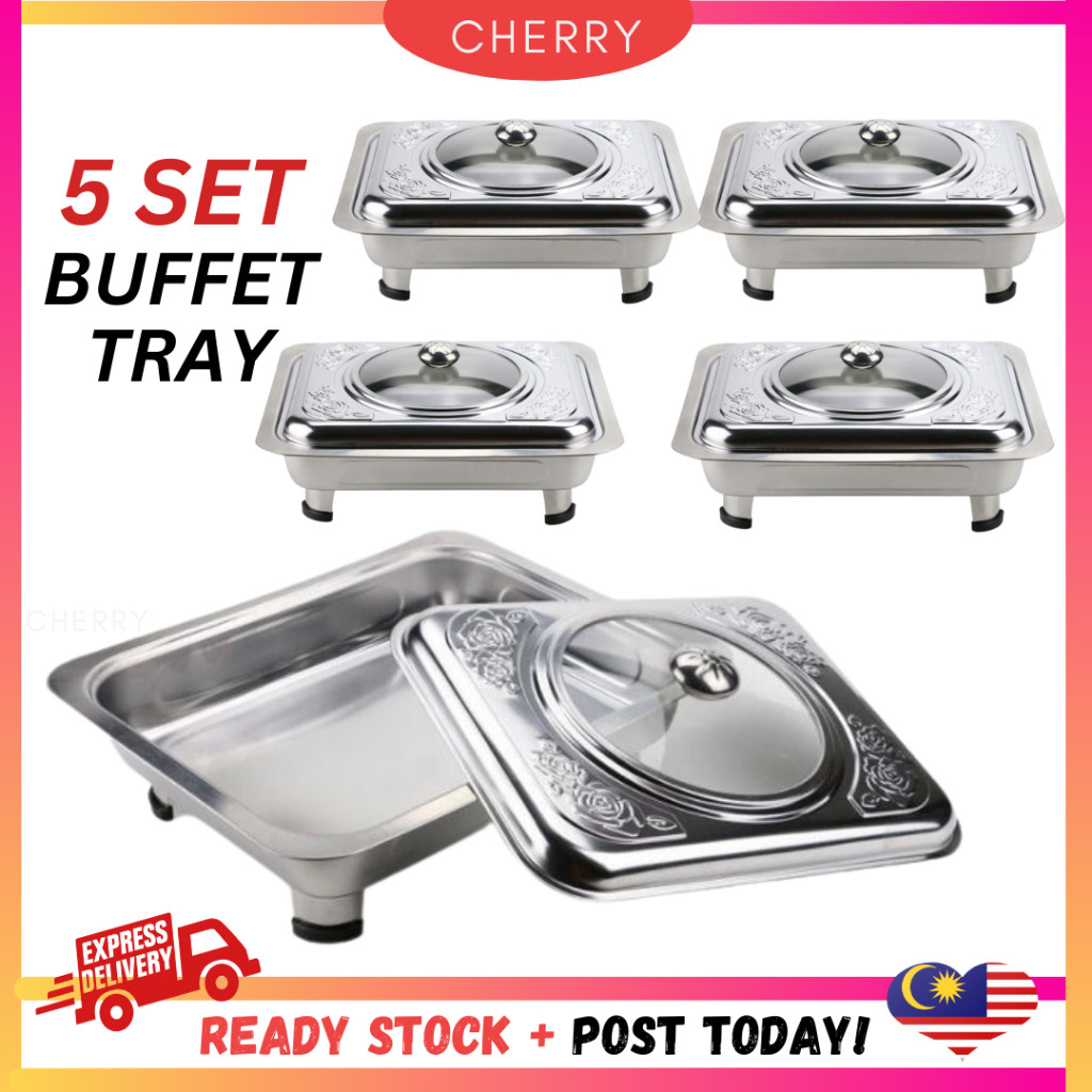 5 Set Buffet Tray Buffet Kenduri Buffet Pan Food Tray Serving Tray ...