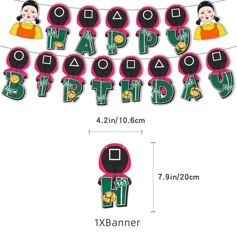 Squid Game Themed Birthday Party Decorations Set Balloons Banner Cake ...