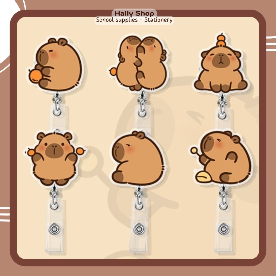 Student ID lanyard, name tag for students with cute capybara pattern ...