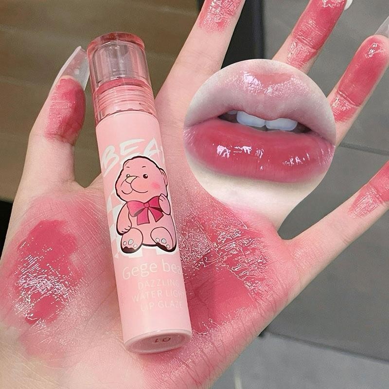 Gege Bear Cute and Tender Lip Gloss Water Glass Mirror Jelly Milk Tea ...