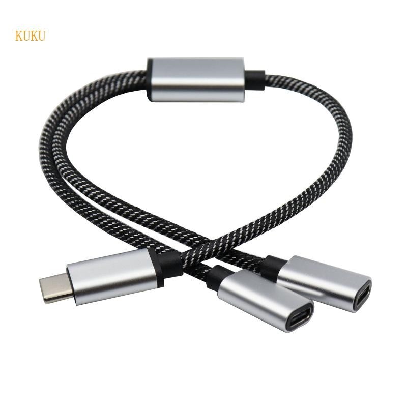 【KUKU*】 USB C Male to Double USB C Female Splitter Cord Converter ...