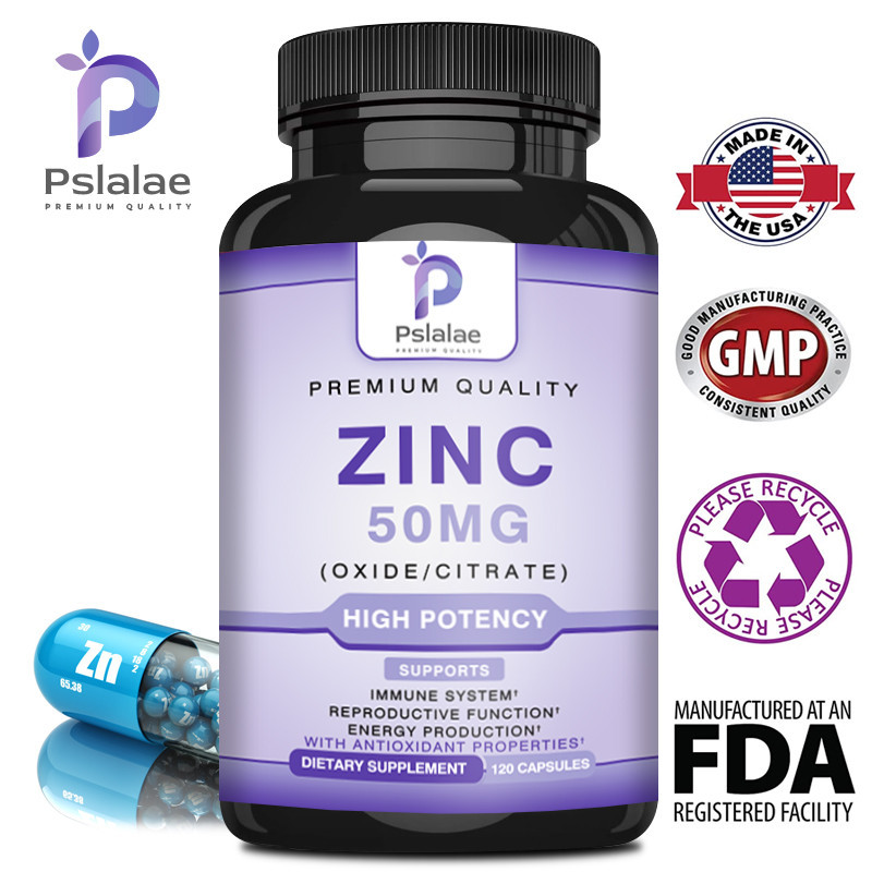 Pslalae Zinc (Oxide/Citrate) Supplement 50 mg - Energy & Immune Booster ...