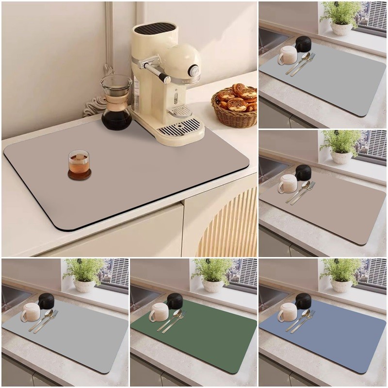 Solid Color Kitchen Drain Mat Super Absorbent Dish Tableware Draining ...