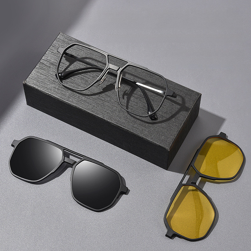 3 IN 1 Glasses Frame Polarized Sunglasses Night Vision Goggles Suit ...