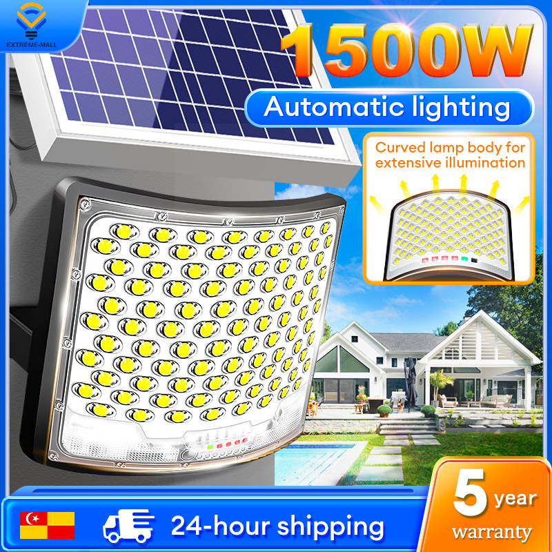 Lampu solar light outdoor lighting LED 1200W Solar Spotlight lampu ...