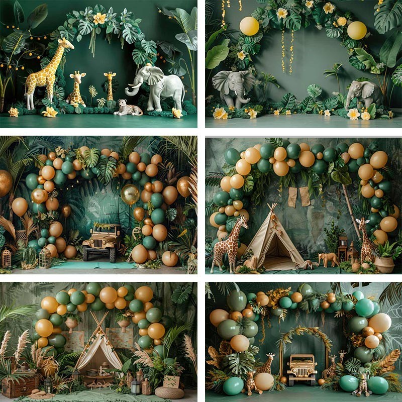 Wild Animals Backdrop For Baby Shower New Born Cake Smash Boy Girl ...