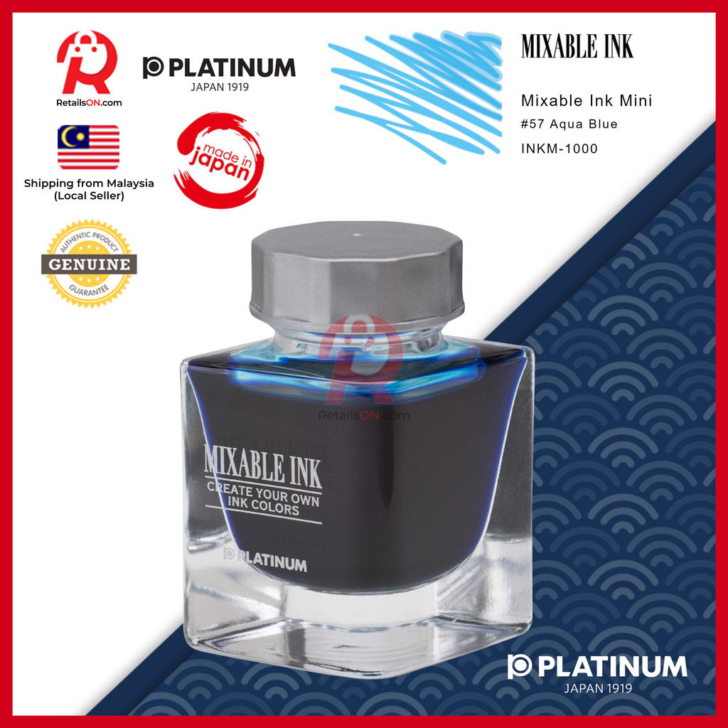 Platinum Ink Bottle Mixable 20ml - 57 Aqua Blue / Fountain Pen Ink ...