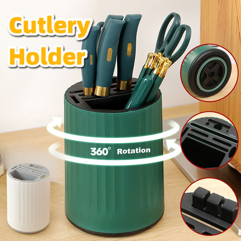 Kitchen Rotatry Cutlery Holder 360° Rotating Multifuntion Spoon Fork ...
